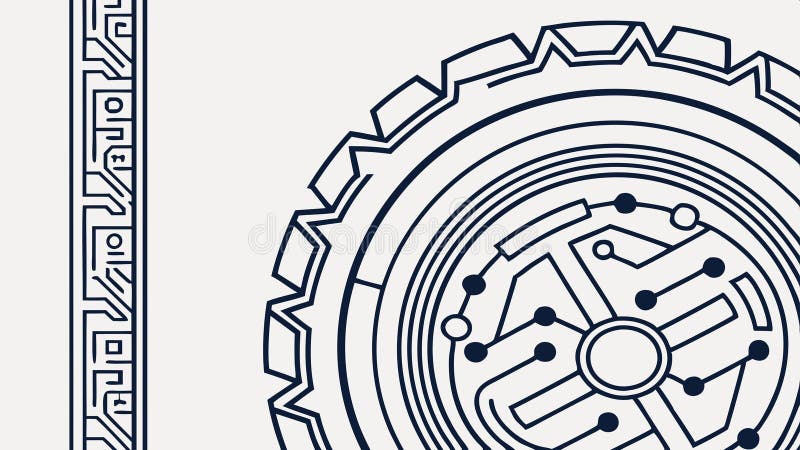 Circular Border with Gear and Circuit, Technology Design, Mechanical ...