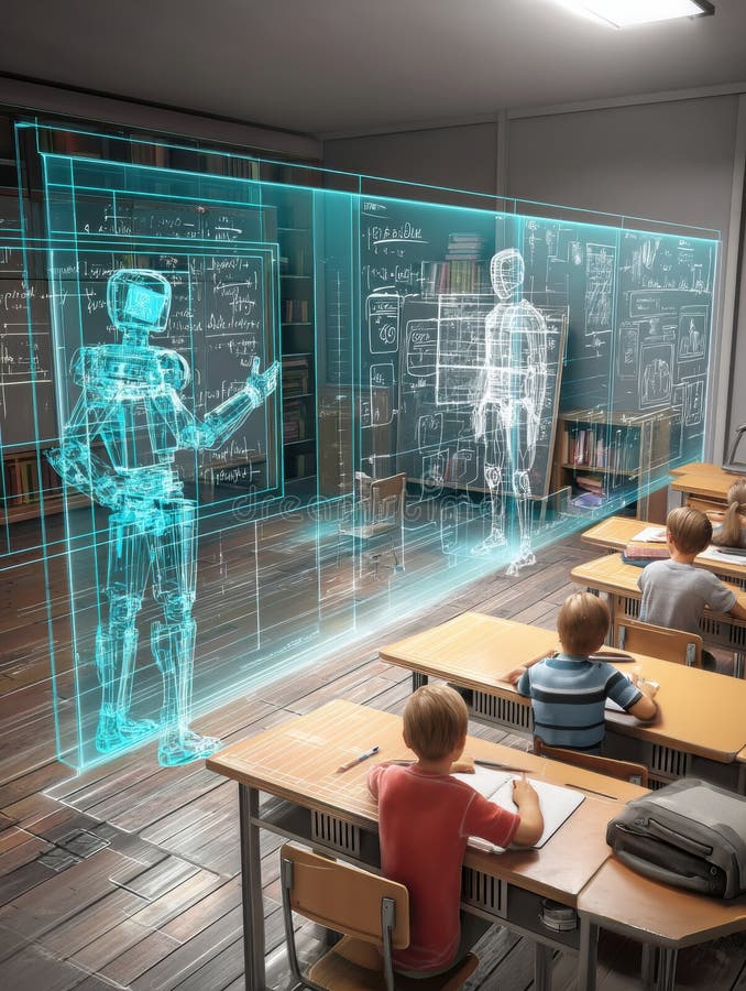 Innovative Classroom Featuring Holographic Teaching Assistant Guiding ...