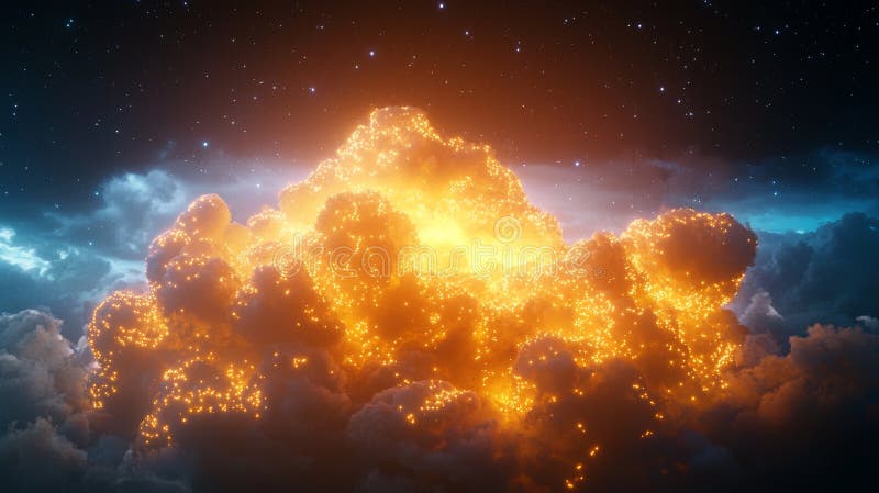 Glowing Cloud Computing Network Data Storm Stock Photos - Free ...