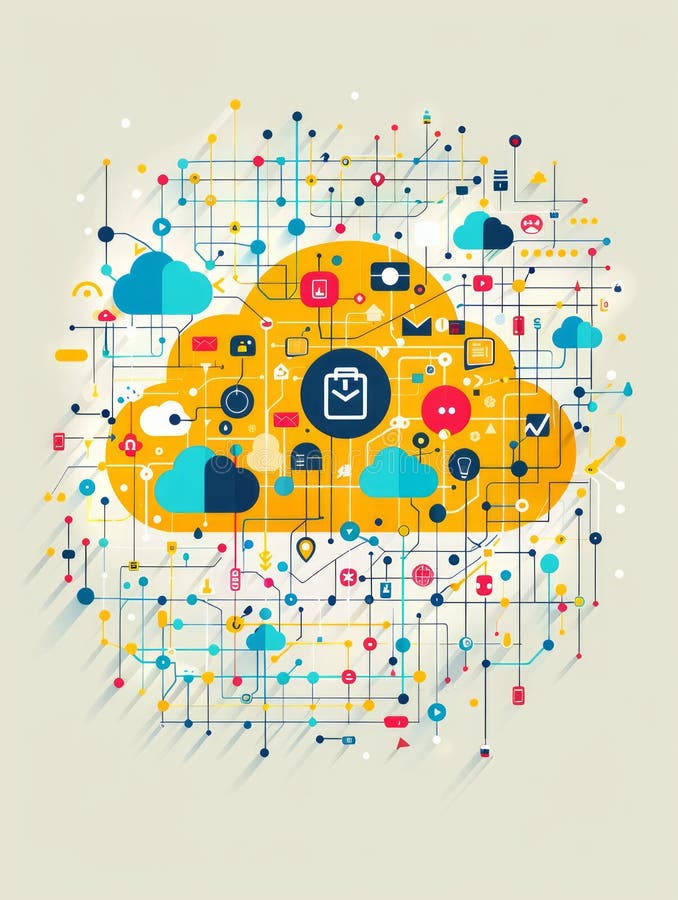 Innovative Cloud Computing Network Infographic Illustrating Modern Data
