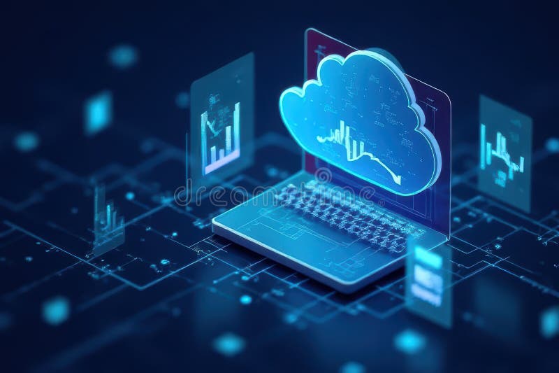 Innovative Cloud Data Analysis System Stock Illustration - Illustration ...