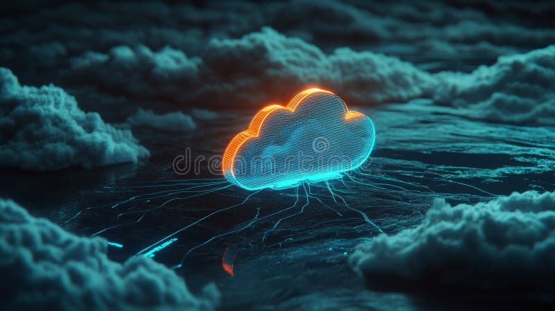 Innovative Cloud Platform Showcasing Digital Data Streams Beneath a ...