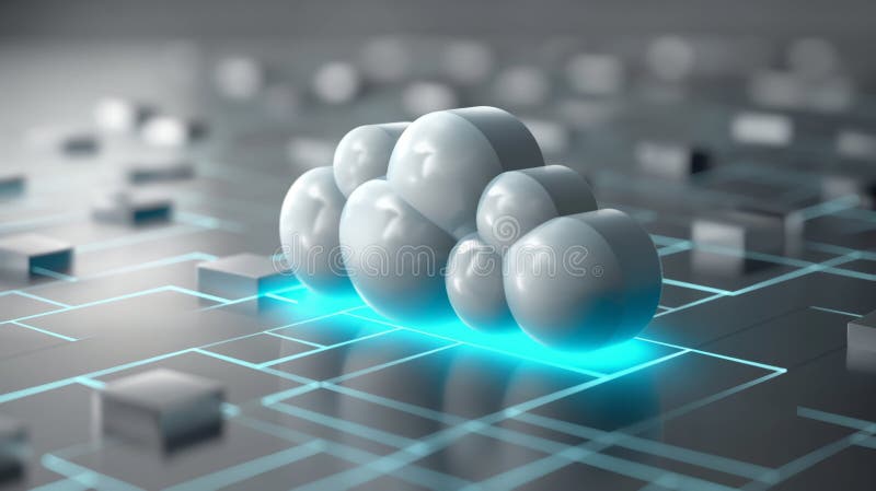 Digital Cloud Network Illustration Floating Tech Graphics Stock Photos ...