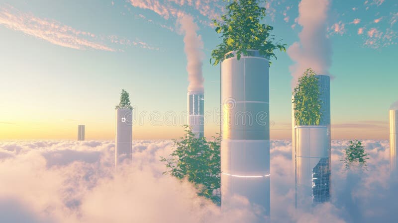 Innovative CO2 Absorption Plant with Green Technology in Clouds Stock ...