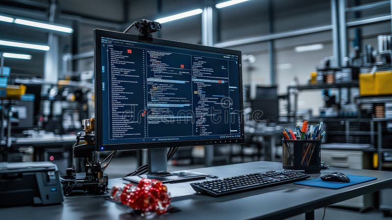 Innovative Coding Environment Modern Tech Lab Digital Workspace Collaborative Atmosphere Desktop ...