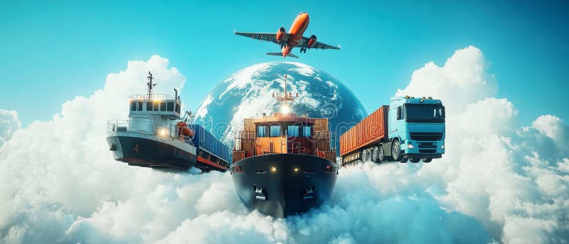 Dynamic Transportation Network Showcases Cargo Ship, Plane, Truck, and ...