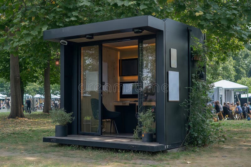 Innovative Communication Booth Nestled in a Serene Outdoor Setting ...