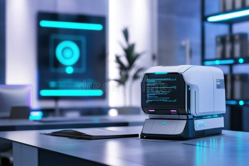 Innovative Computer Device in a Futuristic Office Environment with ...