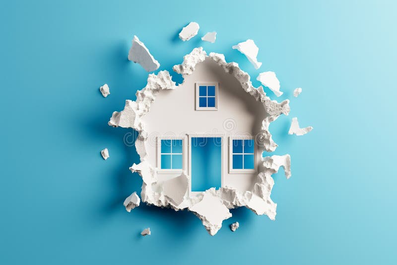 Innovative Concept of Breaking through Home Imagery Showcasing a Window ...