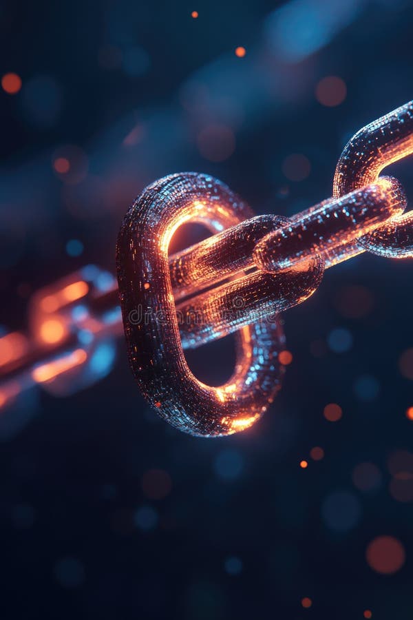 Innovative Concept Chain Link with Digital and Spark Effect Stock Photo ...