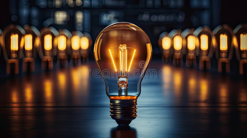 Innovative Concept Glowing Bulb in Dark Generative AI Stock ...