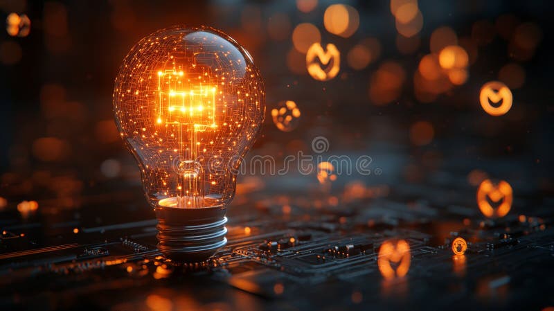Innovative Concept with Glowing Electric Circuit Inside a Light Bulb ...
