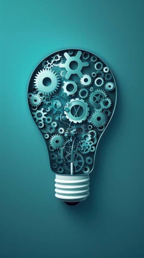 Innovative Concept Image of a Lightbulb Filled with Gears, Symbolizing ...