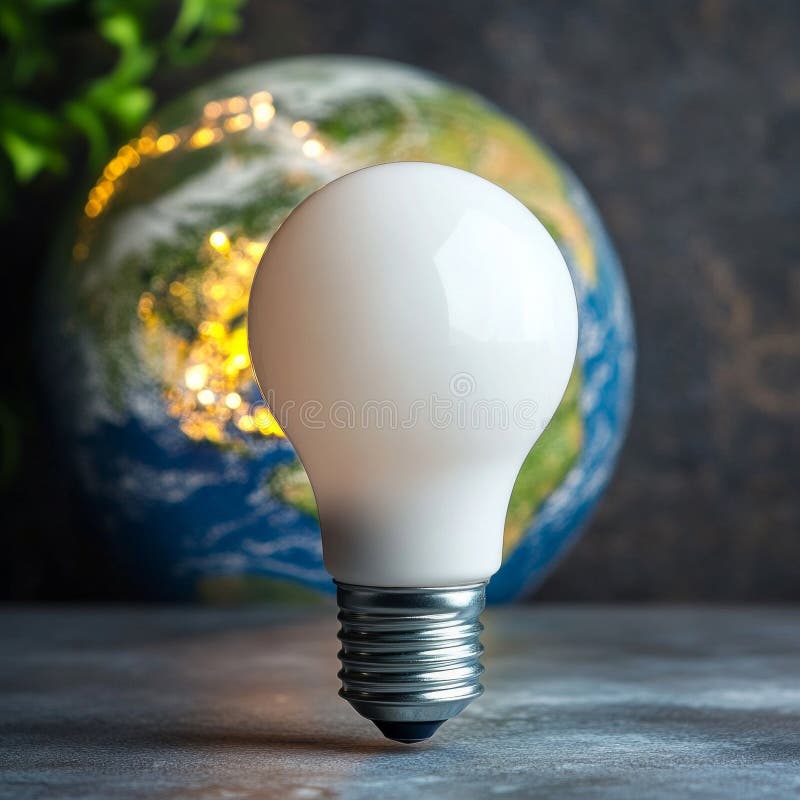 Innovative Concept Light Bulb with Blurred Earth Background Symbolizing ...