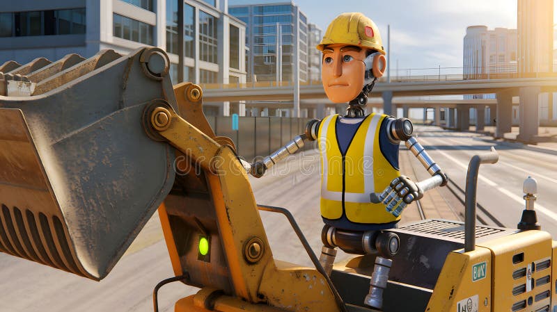 The Innovative Construction Worker Robot Operating Heavy Machinery in ...