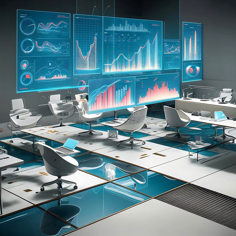 Innovative Control Center Featuring High-Tech Data Displays. Stock ...