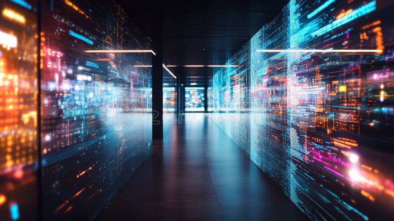 Innovative Corridor with Digital Light Display in a Modern Building ...