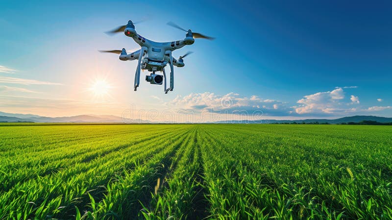 Innovative Crop Management with High-Tech Drone. Stock Illustration ...