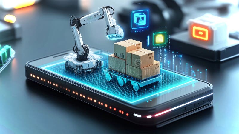Innovative Cyber-digital Smartphone with Robotic Arm and Cargo on a ...