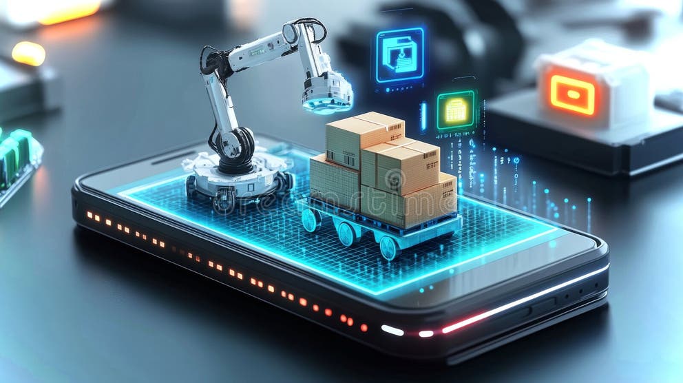 Innovative Cyber-digital Smartphone with Robotic Arm and Cargo on a ...