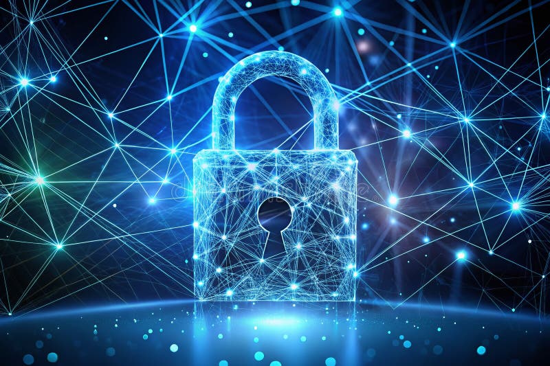 Innovative Cyber Security Concept a Long Exposure Padlock Network Lines ...
