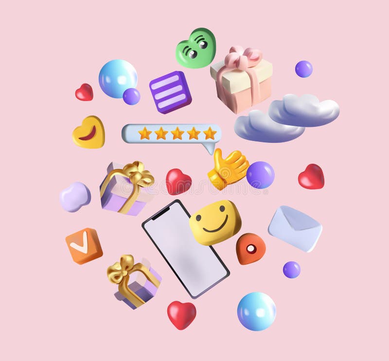 Innovative 3D Concept for a Virtual Social Networking Platform. Emojis ...