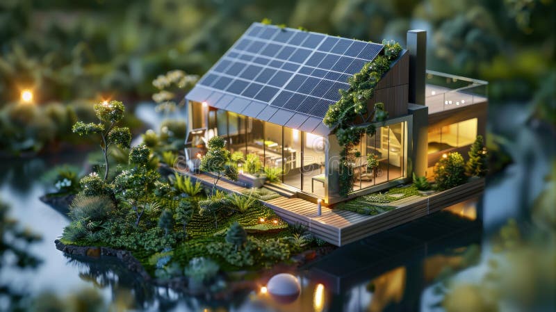 Innovative 3D House Design with Sustainable Energy Solutions Stock ...