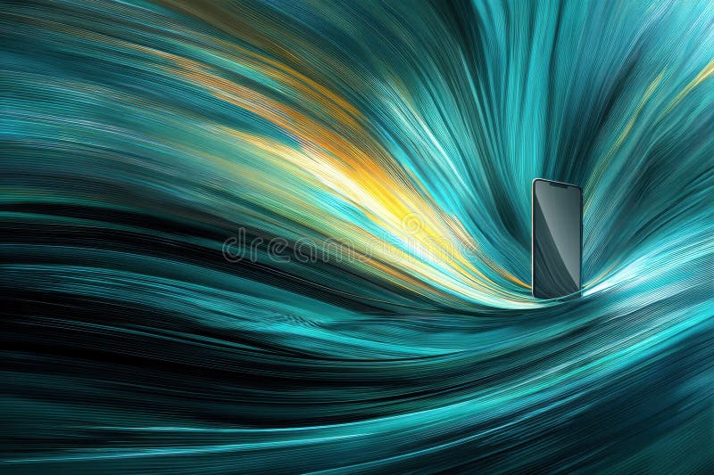 Innovative 3D Render Displays Smartphone Rising through Dynamic Digital ...