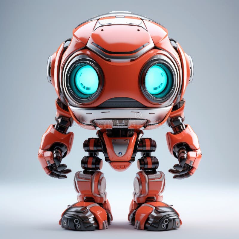Innovative 3d Render of a Red Robot with Big Blue Eye Stock ...