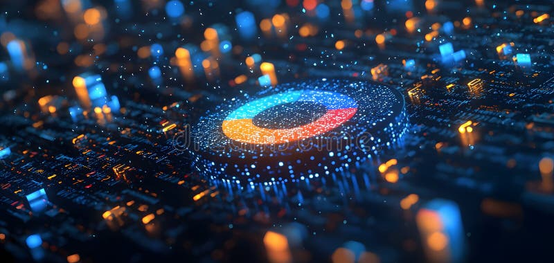 Innovative 3D Search Engine Logo Amidst a Dynamic Digital Landscape of ...