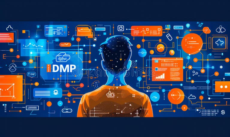 Innovative Data Management Platform DMP Concept with Glowing Globe and ...