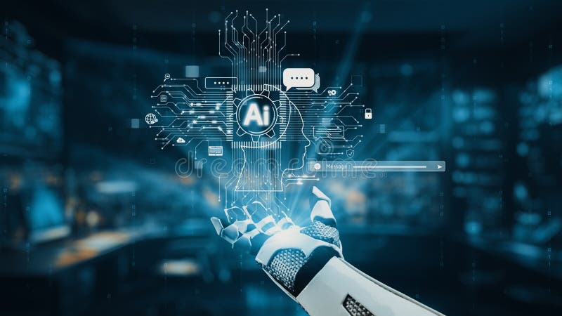 Futuristic Robotic Hand Reaching Out with Artificial Intelligence ...