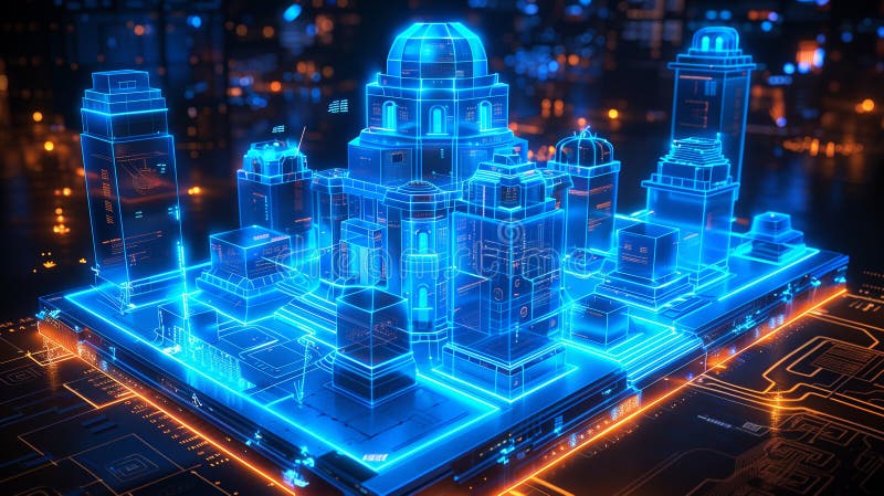 Innovative Design Concept: Holographic Projection Displaying Blueprint ...