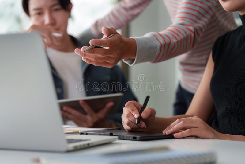 Innovative Design Process and Team Dynamics. Team Members Collaborating ...