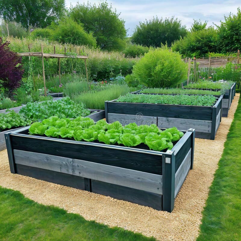 An Innovative Design for a Raised Bed in a Garden Created with Stock ...