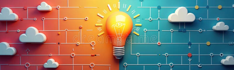 Innovative Design Thinking Process Visualized with Bright Lightbulb ...