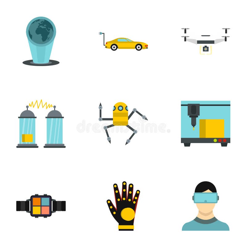 Innovative Device Icons Set, Flat Style Stock Vector - Illustration of ...