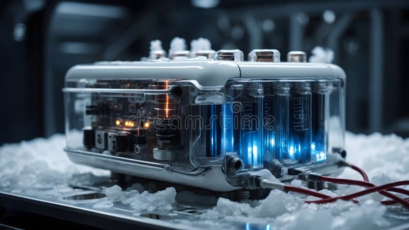 Innovative Device with Illuminated Components Placed on Ice within a ...