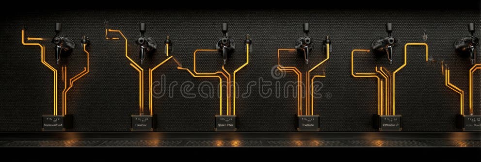 Innovative Digital Beer Tap Design Featuring Glowing Lines on a Dark ...
