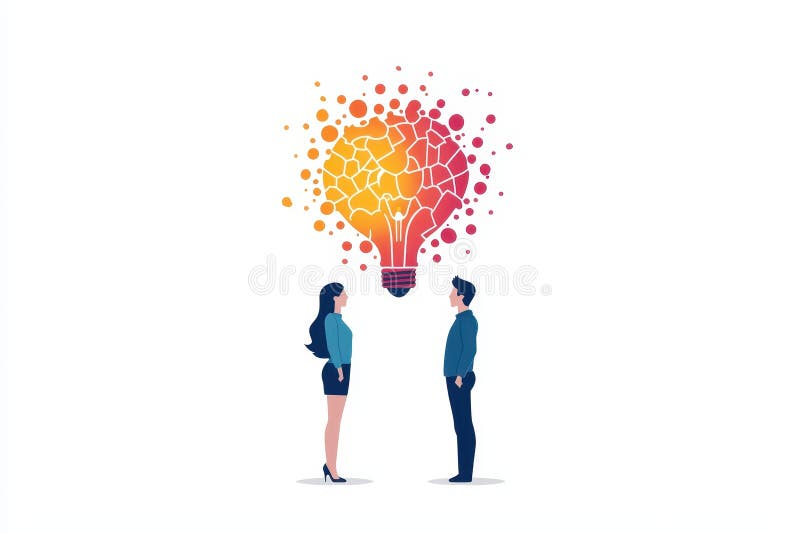 Innovative Digital Collaboration in Modern Office Space Illustration ...