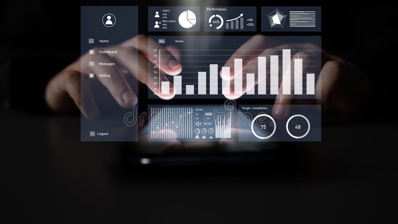 Modern Digital Dashboard Interface with Data Visualizations and User ...