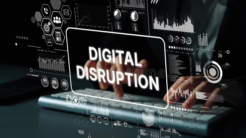 Innovative Digital Disruption Concept Displayed on Keyboard with Graphs ...