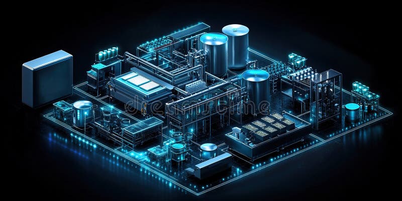 Innovative Digital Factory Design with Illuminated Elements Showcasing ...