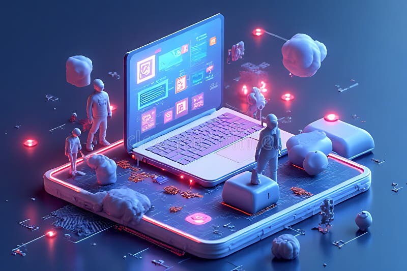 Innovative Digital Interaction Virtual Workspace 3d Art High-tech ...