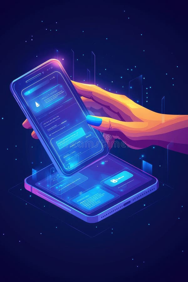 Innovative Digital Technology Concept with a Futuristic Smartphone ...