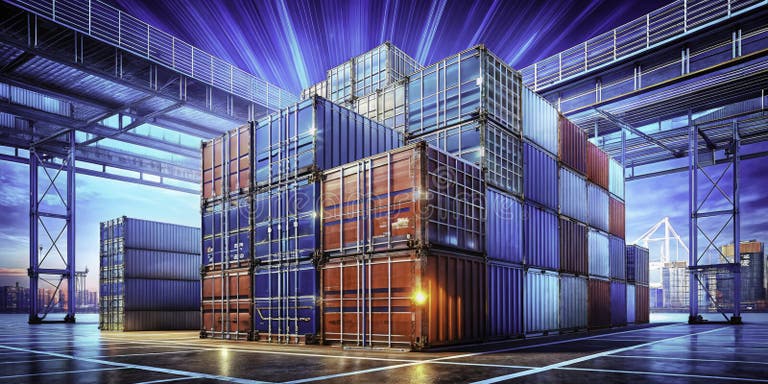 Innovative Digital Wireframe Visualization of a Modern Cargo Container ...