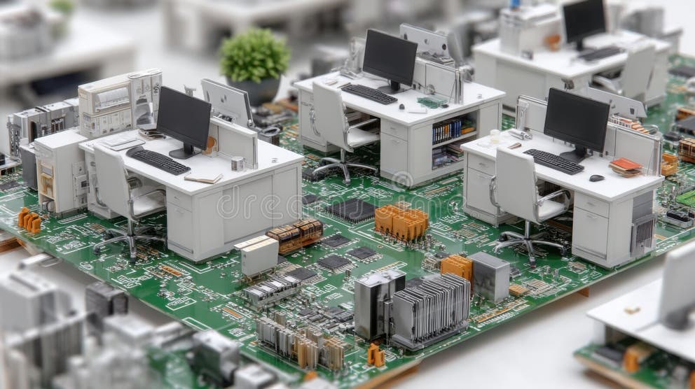 Innovative Digital Work Environment Icon Concept Office Overlay with ...