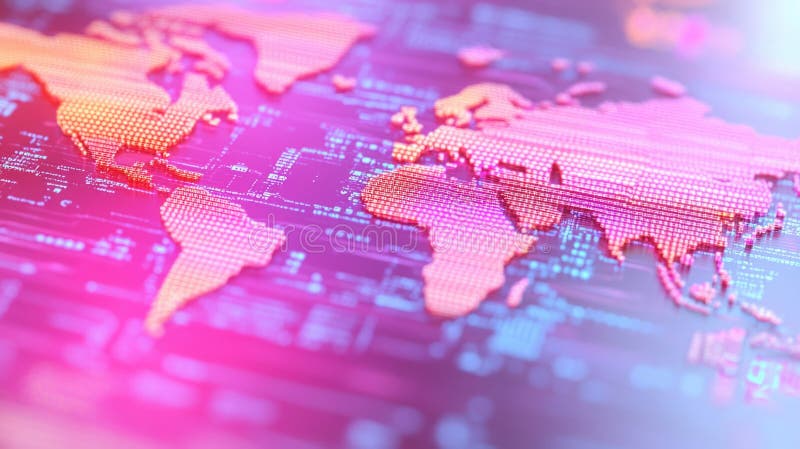 Innovative Digital World Map Overlay with Data Layers Stock ...