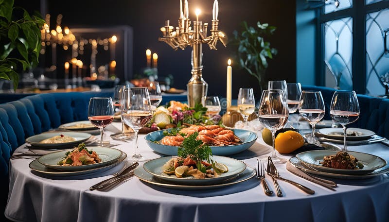 Innovative Dish on Table with Fresh Mood Stock Photo - Image of party ...