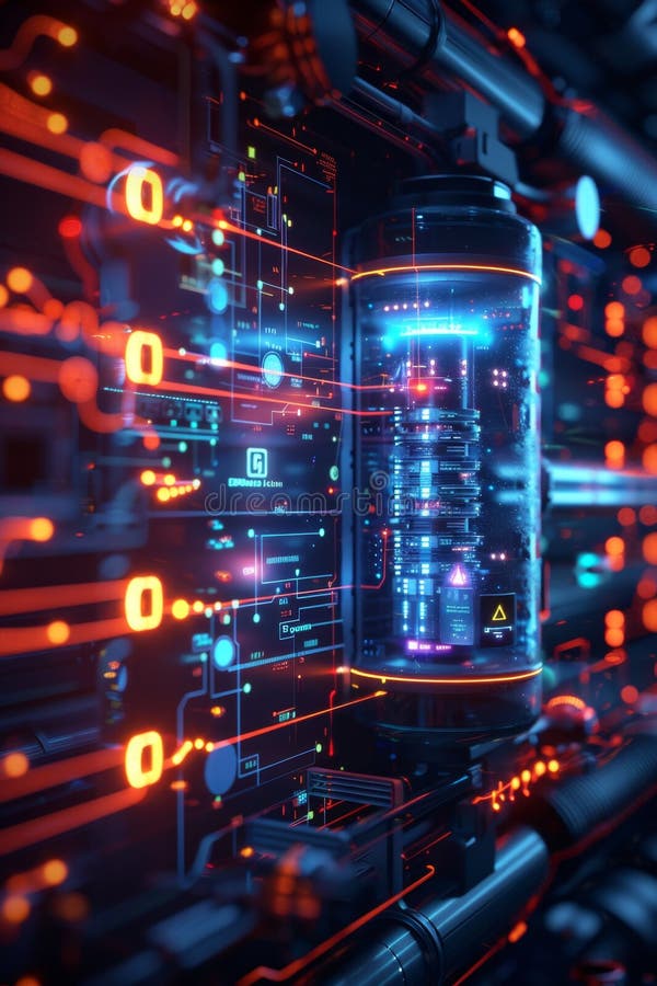 Innovative Display Showcasing Clean Energy Flow with Technical Diagrams ...